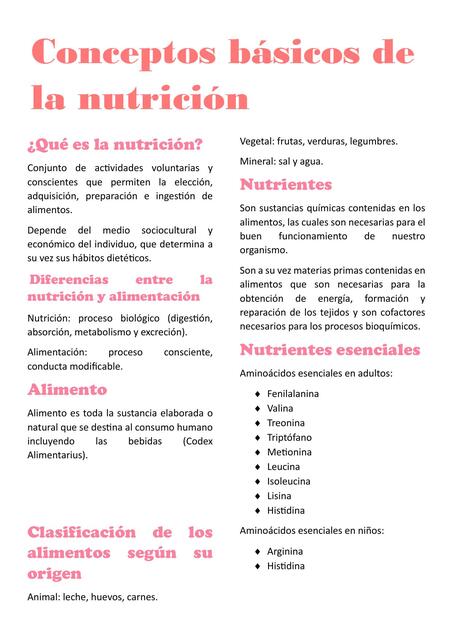 Conceptos básicos de la nutrición | Fernanda | uDocz