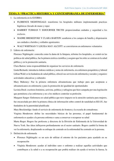 TEMA 3 Practica historica y contemporanea de enfer | Ruth | uDocz