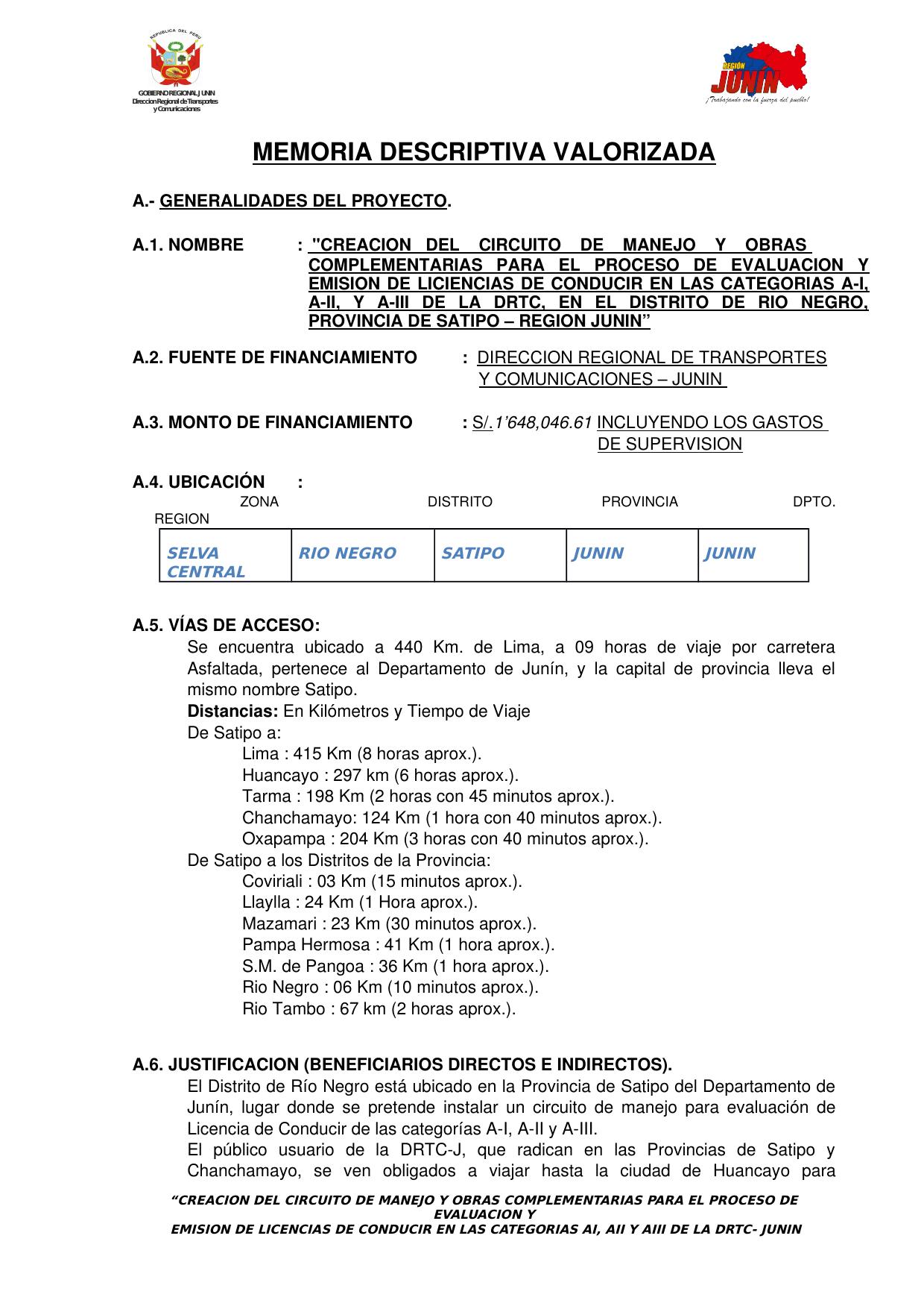 Memoria Descriptiva Valorizada (1) | Manuel Ramos Laura | uDocz