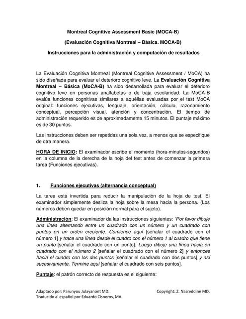 MoCA Basic Spanish Instructions | Gina | uDocz