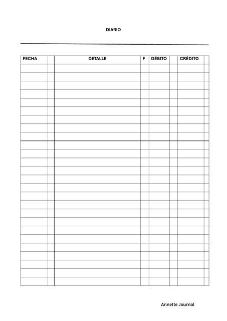 Contabilidad: Plantilla Diario General | Annette Journal | uDocz