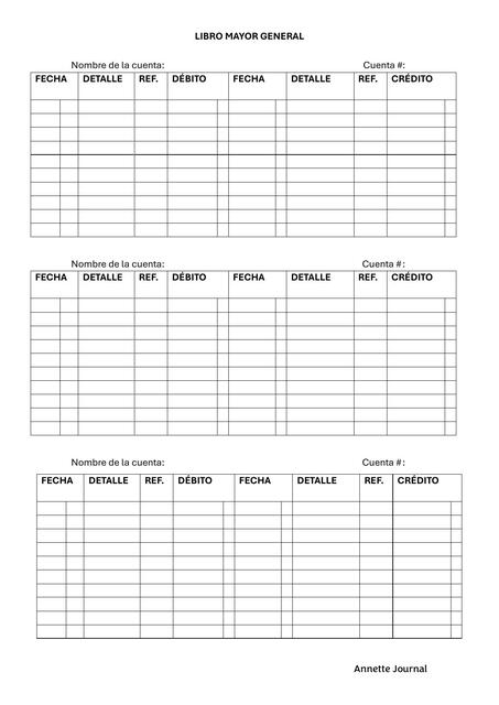 Contabilidad: Plantilla Libro mayor general | Annette Journal | uDocz