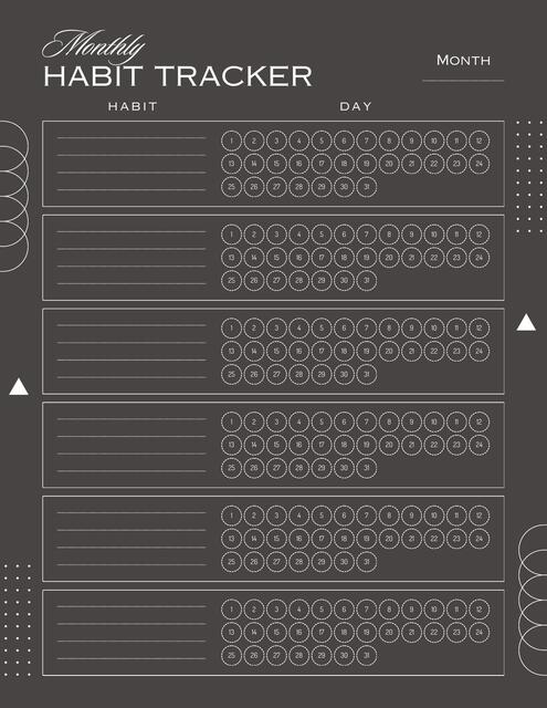 Black Geometric Monthly Habit Tracker Notebook | Kasey De La Cruz | uDocz