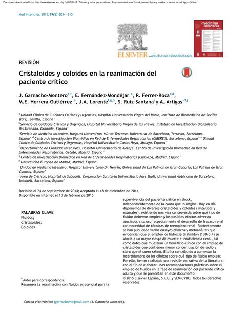 Cristaloides y coloides en la reanimación del paci | Isabel | uDocz