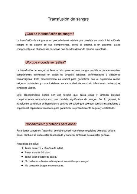 Transfusión de sangre | carolina | uDocz