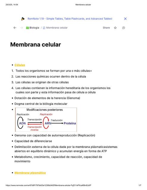 Membrana celular | Salome | uDocz