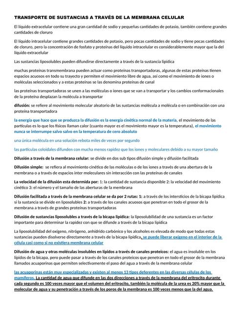 Transporte de sustancias a través de la membrana c | Miguel Angel Apaza ...