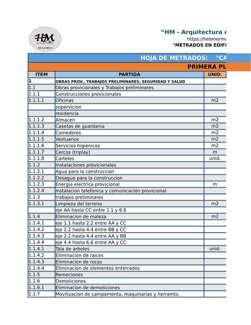 Metrado de Vivienda Multifamiliar