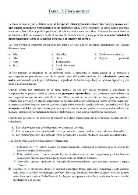 Tema 7 flora normaltavo | Carlos Daniel Cárdenas Santos | uDocz