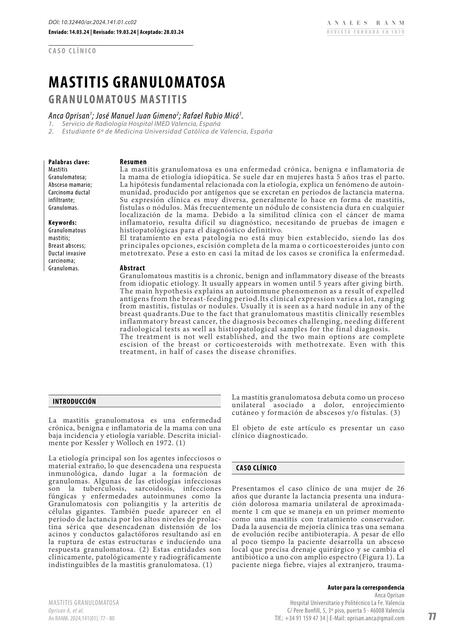 Mastitis granulomatosa Danyalet Briceño 1 | DANYALET DEL ROSARIO BRICEÑO USCCA | uDocz