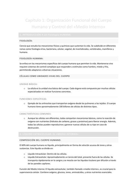 Organización Funcional del Cuerpo Interno-Fisiologia de Guyton Capitulo 1 | Chris Med | uDocz