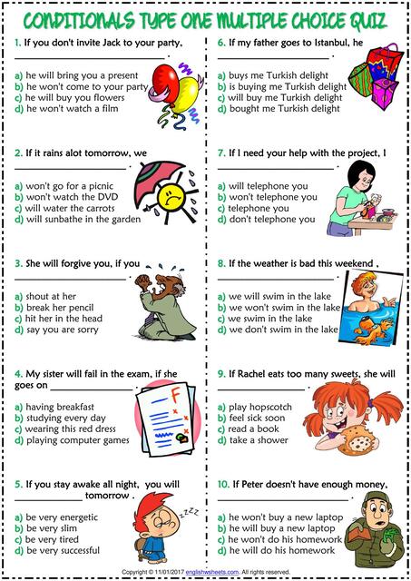 conditionals type 1 esl multiple choice quiz for k | PAOLA | uDocz
