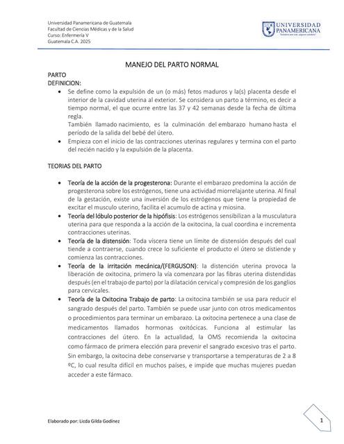 MANEJO DEL PARTO NORMAL 1 | Edd Lorr | uDocz