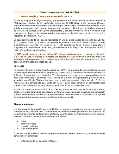 Taller antiretroviral | Lino | uDocz