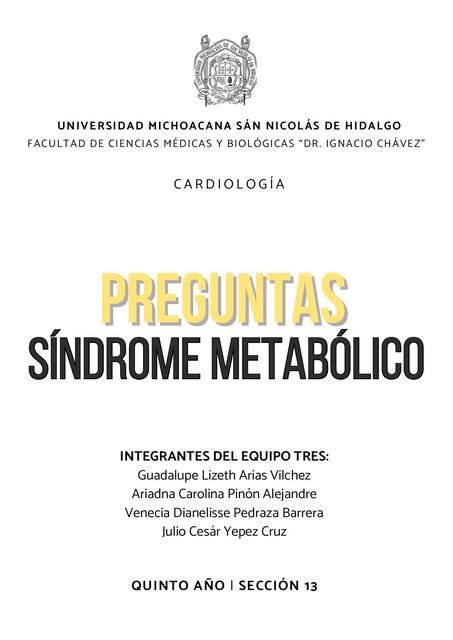 PREGUNTAS SÍNDROME METABÓLICO | Lizeth Arias Vilchez | uDocz