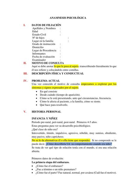 modelo de anamnesis psicologica compress | Thiago | uDocz