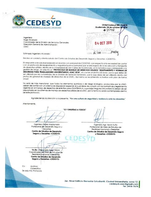 Protocolo Manejo de desechos solidos | Rgonon | uDocz