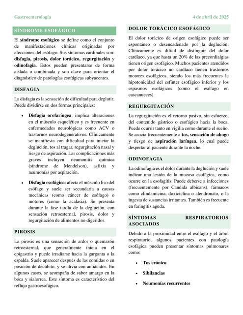 Síndrome Esofágico | ¿Medicina? ¡Qué chimba! | uDocz