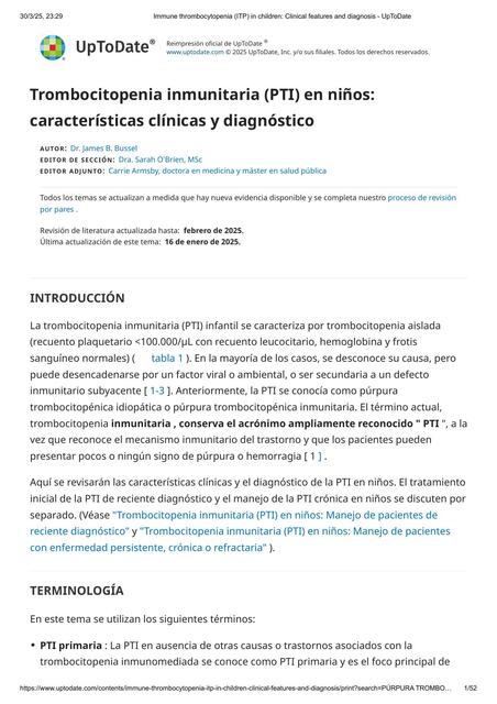Immune thrombocytopenia ITP in children Clinical f | SERTRALINA :) | uDocz