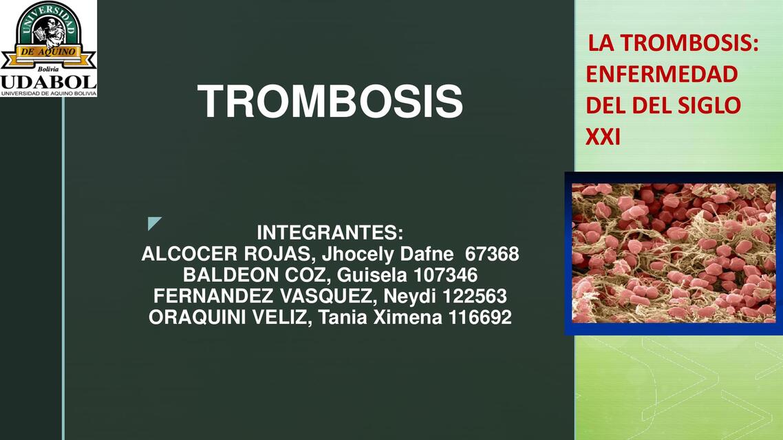 TROMBOSIS PPT FISIOPATOLOGIA | DAVIS ALFREDO AVILA PASCAL | uDocz