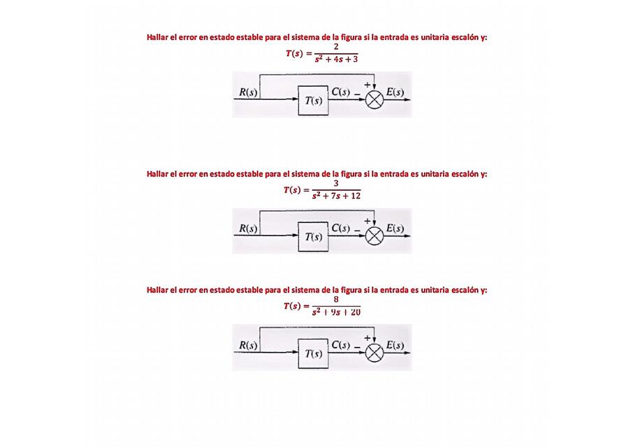 ELECTRÓNICA HALLAR EL ERROR DE ESTADO ESTABLE PARA EL SISTEMA DE LA ...