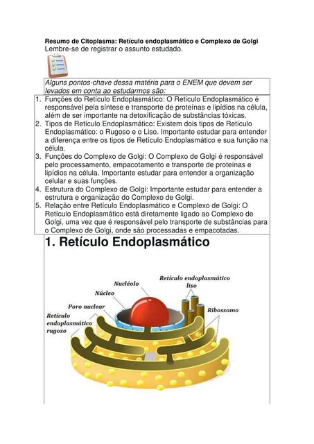 Resumo de Citoplasma | Intacua Intacua | uDocz