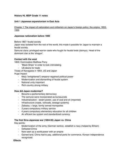History HL IBDP Grade 11 notes | Isabella | uDocz