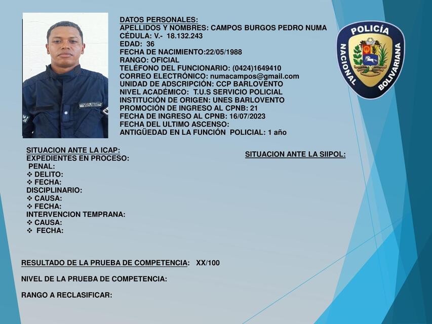 ficha Oficial Campos pedro | Pedrito Marcano patriots | uDocz