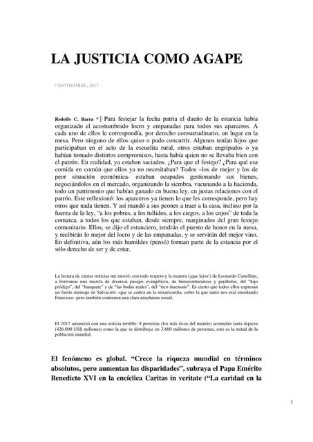 La justicia como agape Rodolfo Barra | Saintt | uDocz