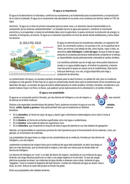 El agua y su importancia | MARIO SACSI QUISPE | uDocz