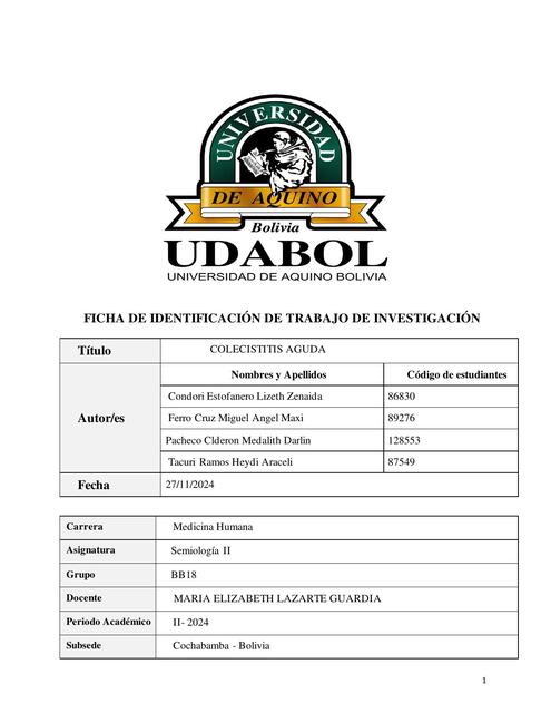 COLECISTITIS AGUDA | Ángel Maxi | uDocz