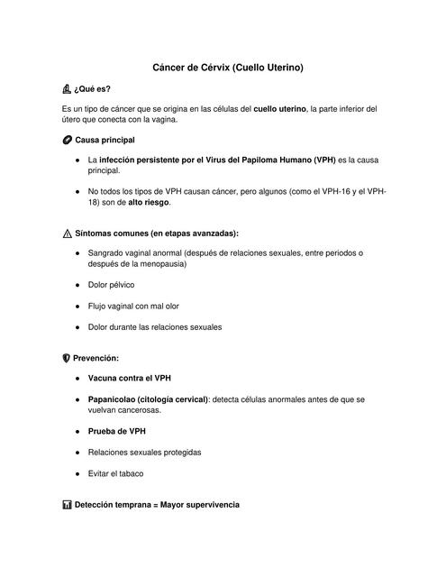 Cáncer de Cérvix Cuello Uterino | Maryi Alvarado | uDocz