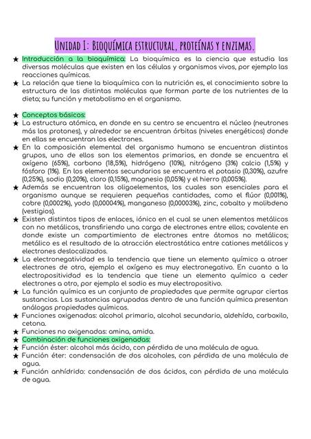 Unidad I Bioquímica estructural proteínas y enzima | Bayelet Atabales ...