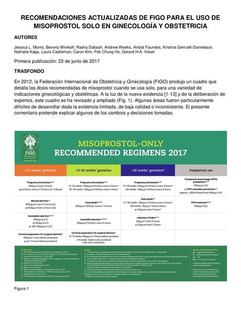 Recomendaciones FIGO MISOPROSTOL SOLO | yilber garcia | uDocz