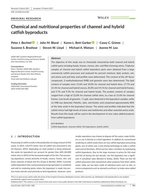 Food Science Nutrition Bechtel Chemical and nutrit | Greeh | uDocz