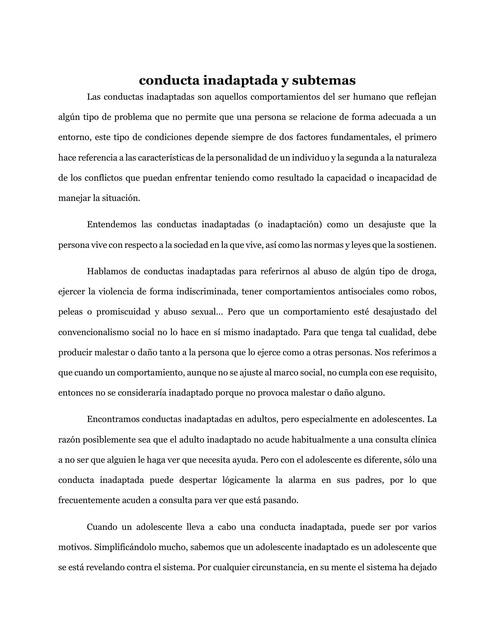 conducta inadaptada y subtemas psicologia expo | Eliseo | uDocz