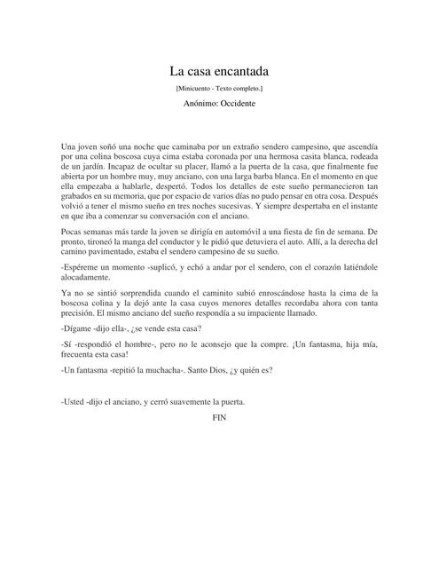 La casa encantada cuento | Diego Agustin Gonzalez | uDocz