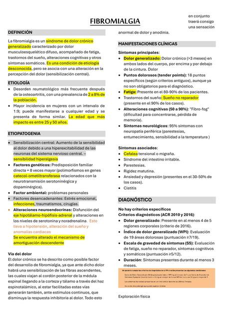 RESUMEN REUMATOOLOGÍA: FIBROMIALGIA | Gabriela | uDocz