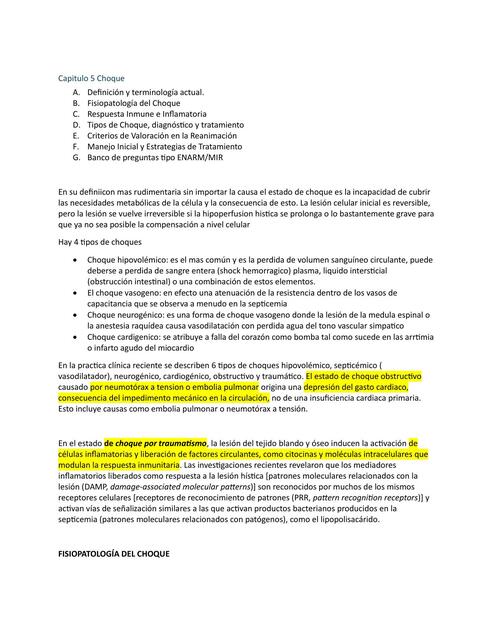 shwartz capitulo 5 Shock resumen + preguntas tipo MIR/ENARM | Juan C ...