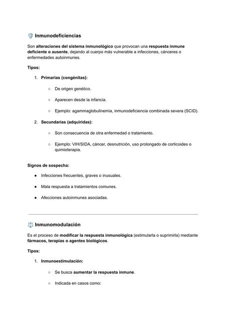 Inmunodeficiencias E Inmunomodulación | efe inmed | uDocz