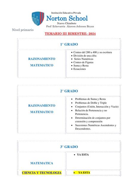 TEMARIO III BIMESTRE EXAMENES 1 | Jeferson | uDocz