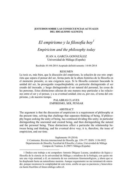 Empirismo y filosofia de hoy | Anny | uDocz