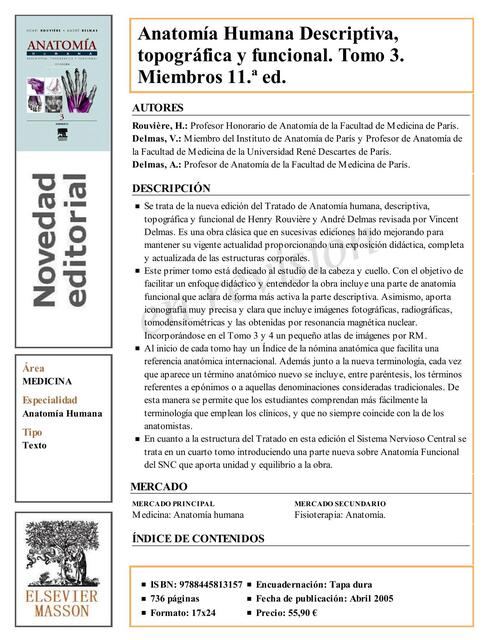 Anatomia Humana Descriptiva Topografica Funcional | Itachi san | uDocz