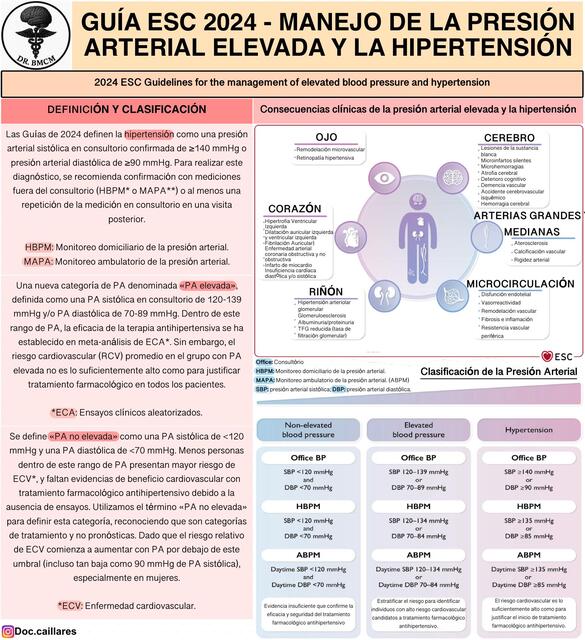 MANEJO DE HIPERTENSIÓN - GUÍA ESC 2024 | Dr. Boris Moises Caillares Montaño | uDocz
