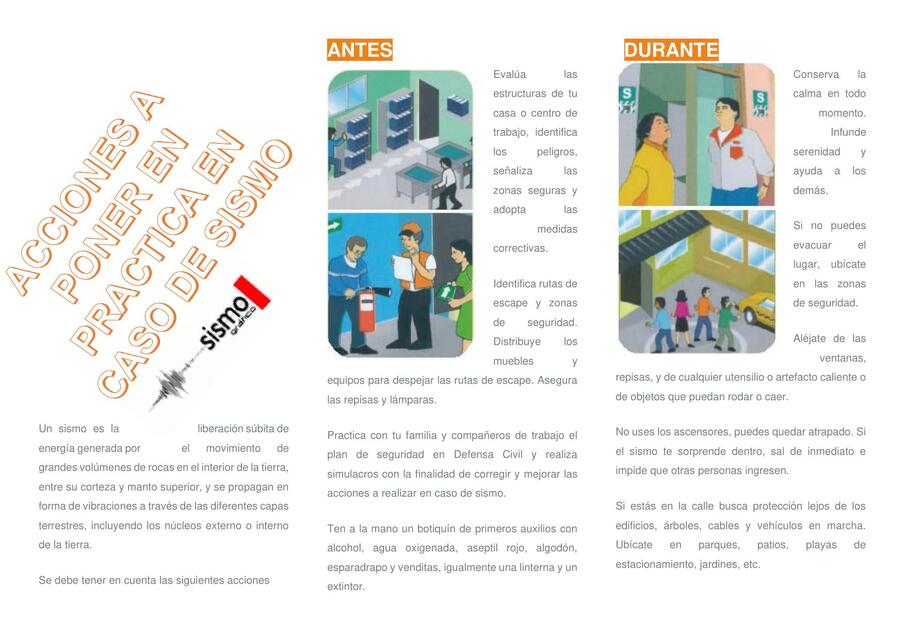 ACCIONES A TOMAR EN CASO DE SISMO | Fabiola | uDocz