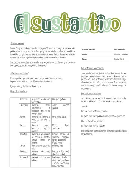 El sustantivo | Dam | uDocz