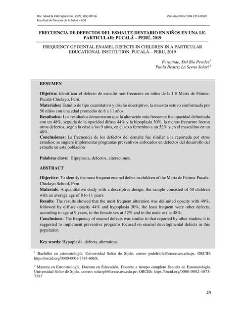 solaripbART5FRECUENCIADEDEFECTOSDELESMALTEENUNAIEP | SAYRA GONZALEZ ...