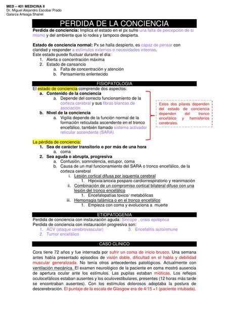 2 PERDIDA DE LA CONCIENCIA | Shariel Daniela Galarza Arteaga | uDocz