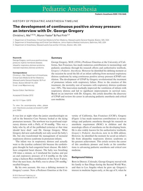 The development of continuous positive airway pressure:an interview ...