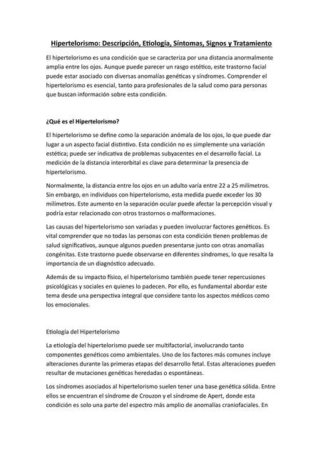 Hipertelorismo Descripción Etiología Síntomas Signos y Tratamiento ...